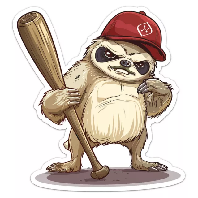 Angry Baseball Sloth Sticker Phone Decal Water Bottle Stickers Car ...