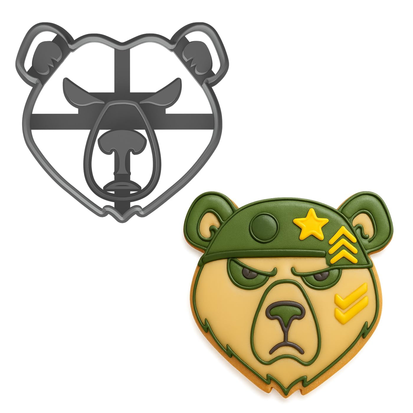 Angry Bear Cookie Cutter & Stamp - 4x3.73", Fierce Bear Face Baking ...