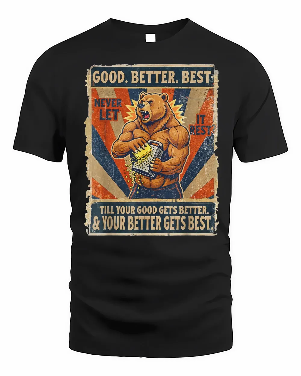 Angry Bear Grating Cheese Grater Hater Retro Shirt - Walmart.com