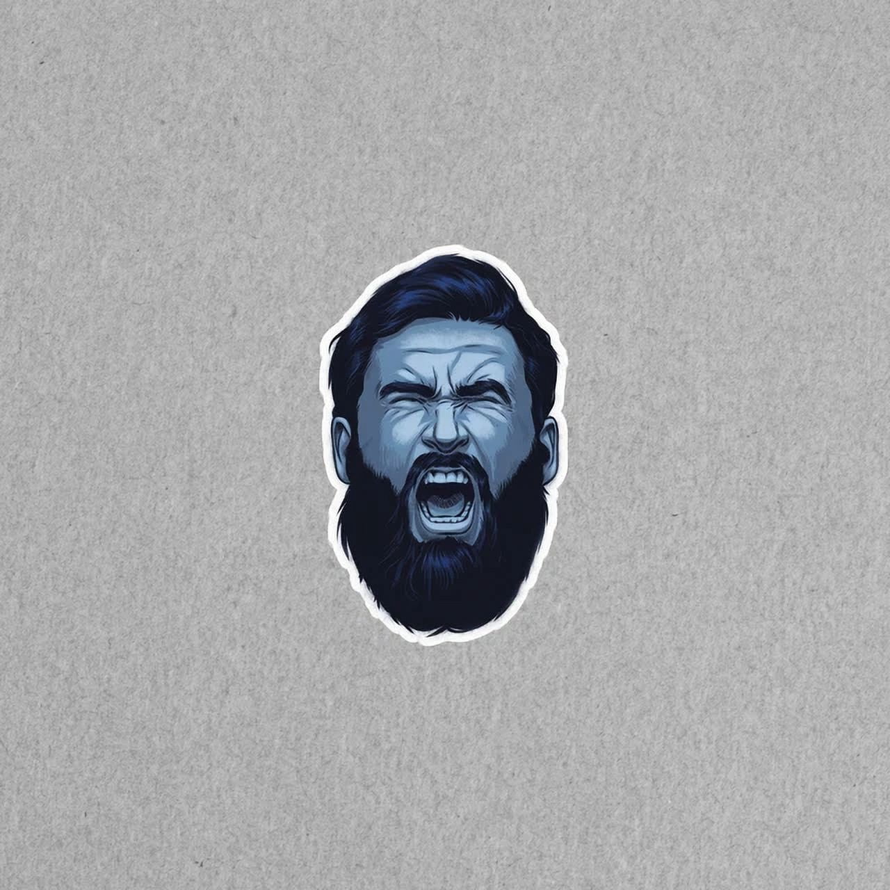Angry Bearded Man Shouting Face Vinyl Sticker, Laptop Decal, Gift, Car ...