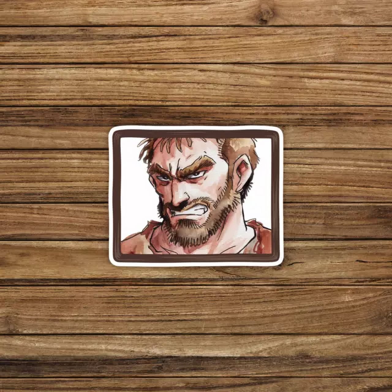 Angry Bearded Man Watercolor Art Sticker - Car Laptop Phone Decal For ...