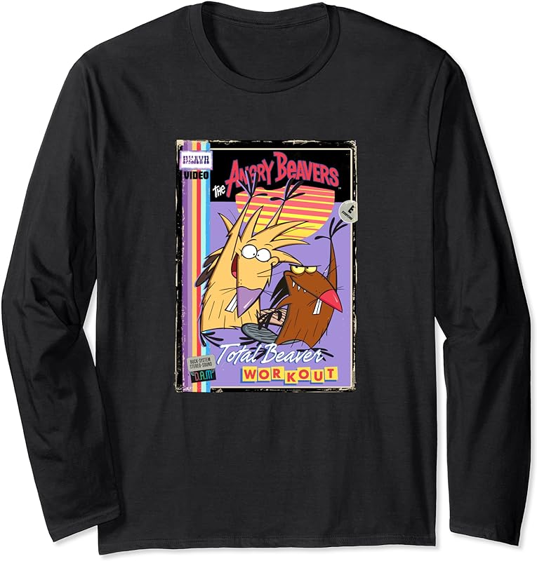 Angry Beavers Total Beaver Workout Retro Vintage Video Tape Long Sleeve ...