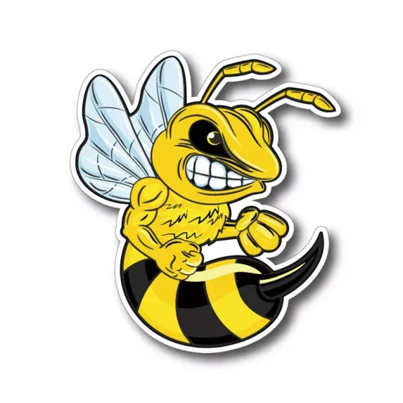 Angry Bee Cartoon Bumper Sticker Decal Hard Hat Laptop Car Truck Bumper ...