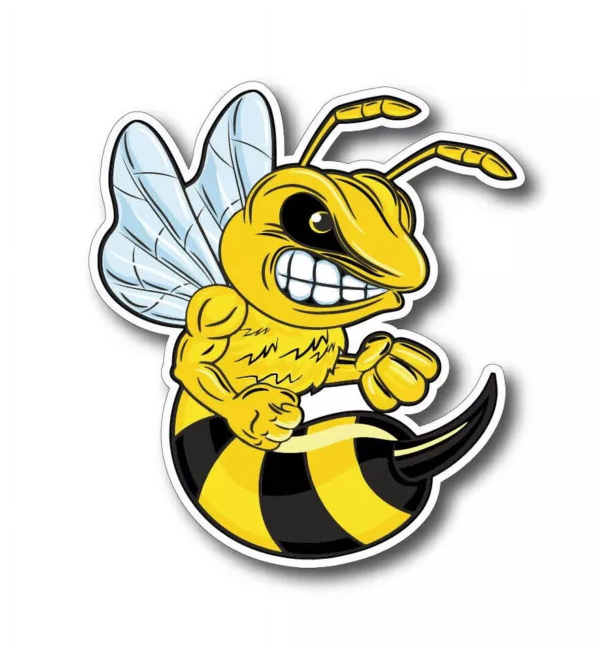 Angry Bee Cartoon Bumper Sticker Decal Hard Hat Laptop Car Truck Bumper ...