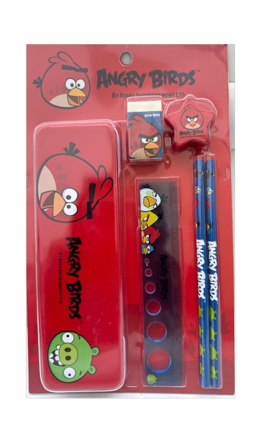 Angry Birds 6pk Stationery Supplies Pencil Box Pencils Eraser - Walmart.com