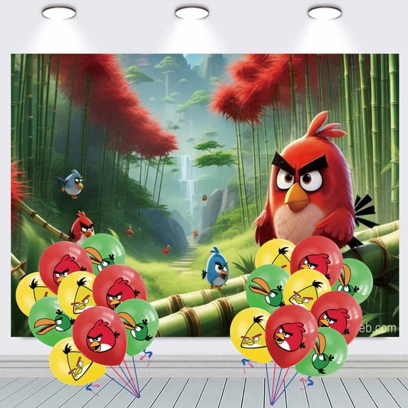 Angry Birds Backdrop Balloons Banner Party Decorations Taspestry Wall ...
