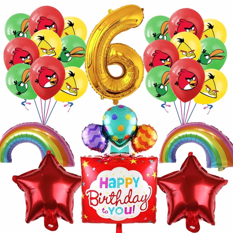 Angry Birds Balloons Party Supplies 6th Big Number Decorations Decor ...