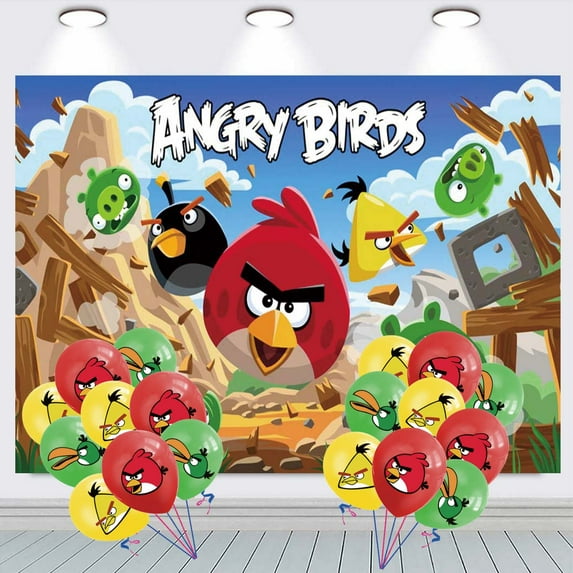 Angry Birds Banner Backdrop Background Birthday Balloons Party Supplies ...