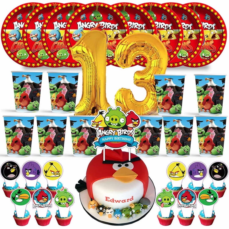 Angry Birds Birthday 13th Cups Party Supplies Plates Fans Decorations ...