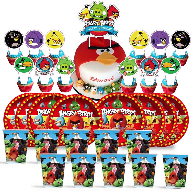 Angry Birds Birthday Cups Party Supplies Plates Fans Decorations Cake ...