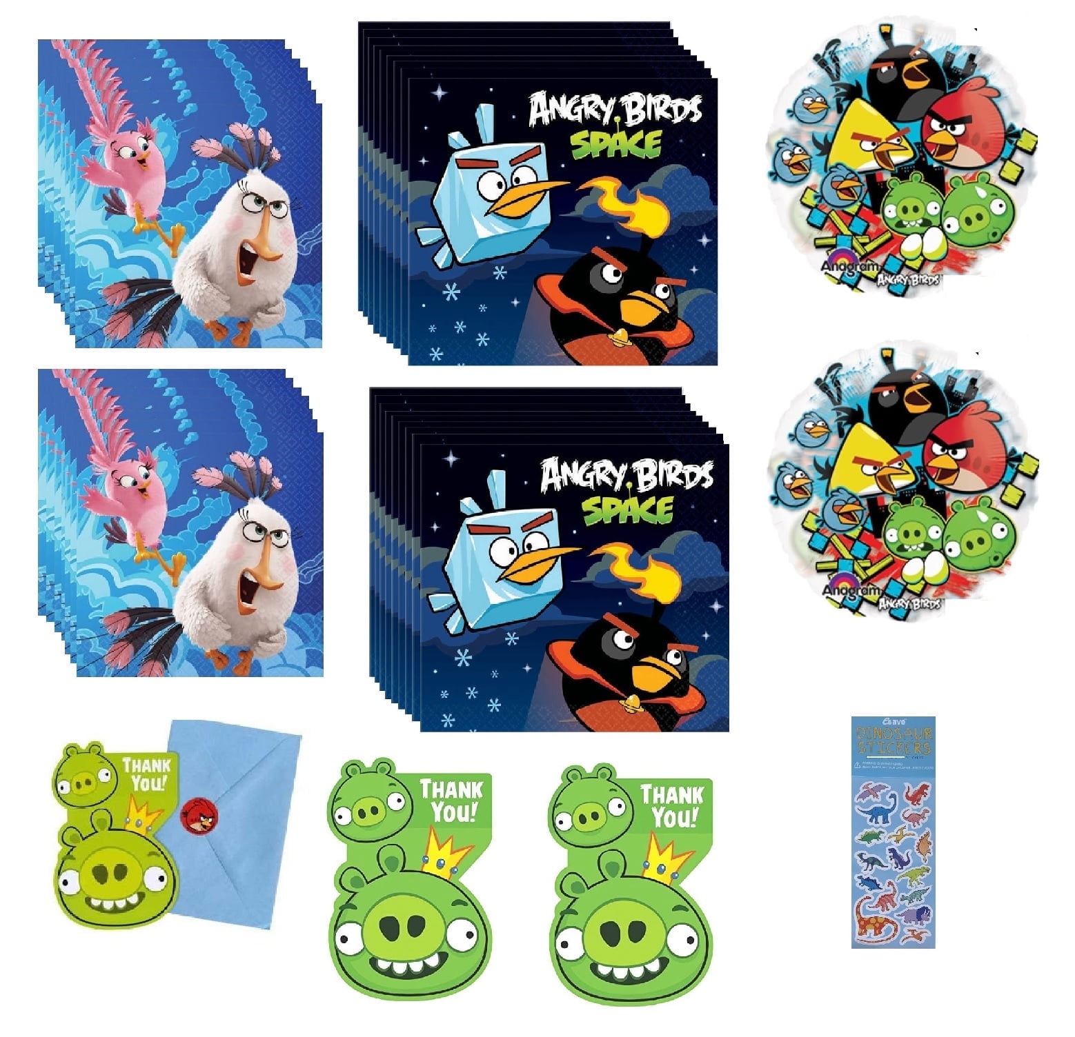 Angry Birds Birthday Party Supplies Bundle includes 1See Thru Balloon ...