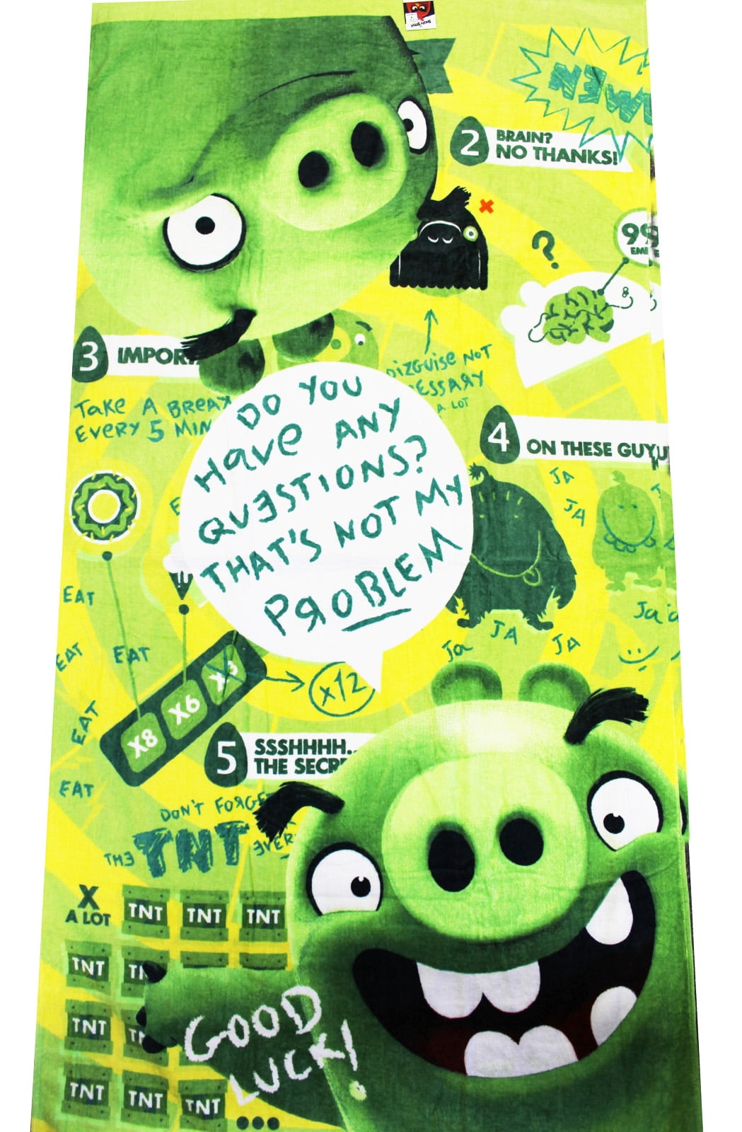 Angry Birds Green Piggies "Good Luck!" Yellow and Green Beach/Bath ...