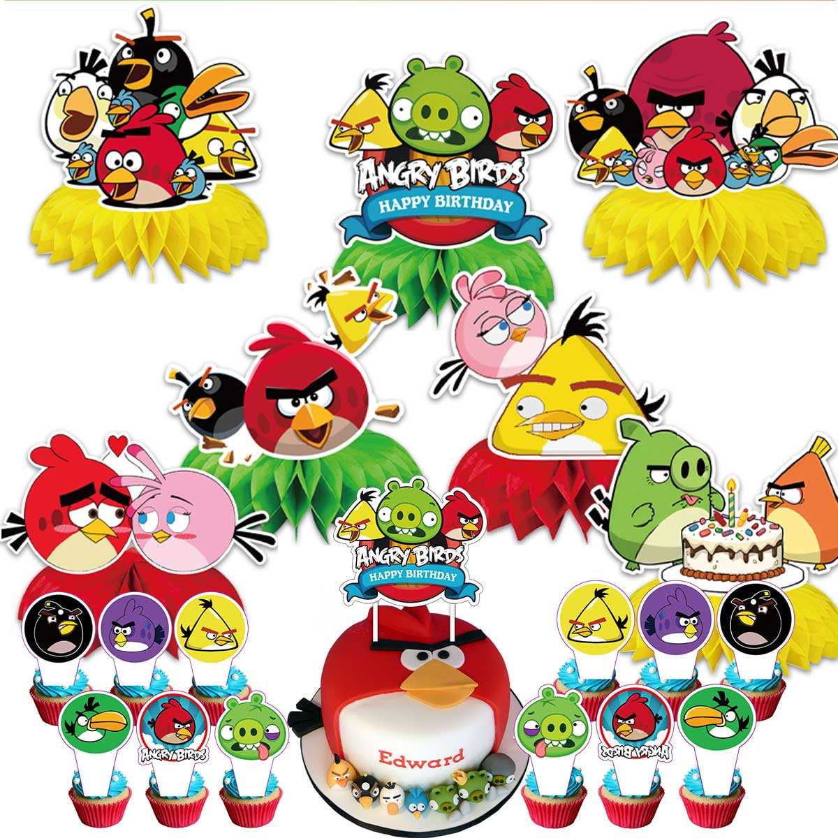 Angry Birds Party Decor Supplies Honeycomb Centerpieces Table Toppers ...