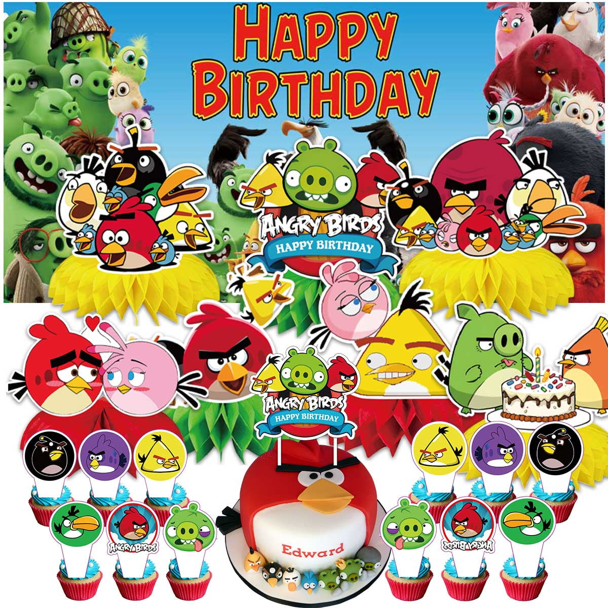Angry Birds Party Decorations Decor Supplies Honeycomb Centerpieces ...