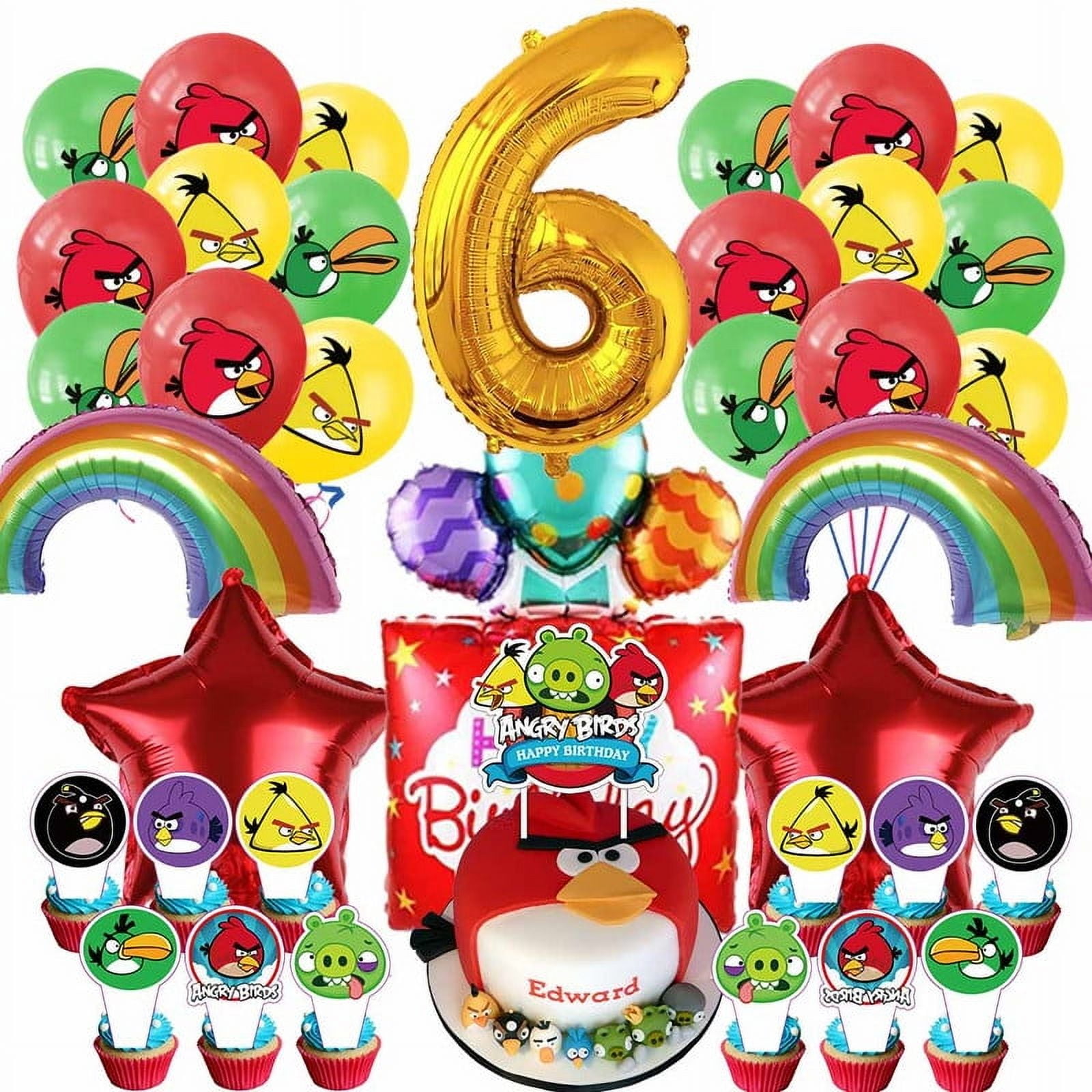 Angry Birds Party Supplies 6th Decor Kit Balloons Birthday Cake Topper ...