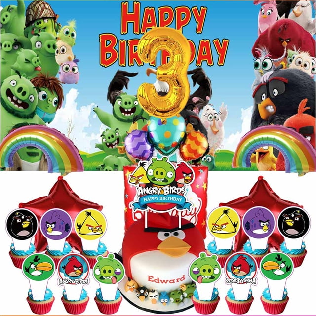 Angry Birds Party Supplies Decor 3rd Kit Balloons Birthday Cake Topper ...