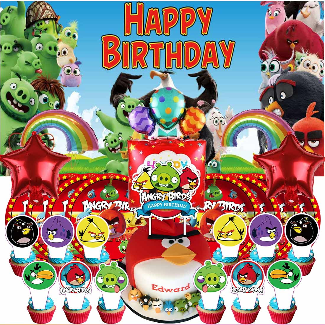 Angry Birds Party Supplies Decor Tableware Backdrop Banner Cake Topper ...