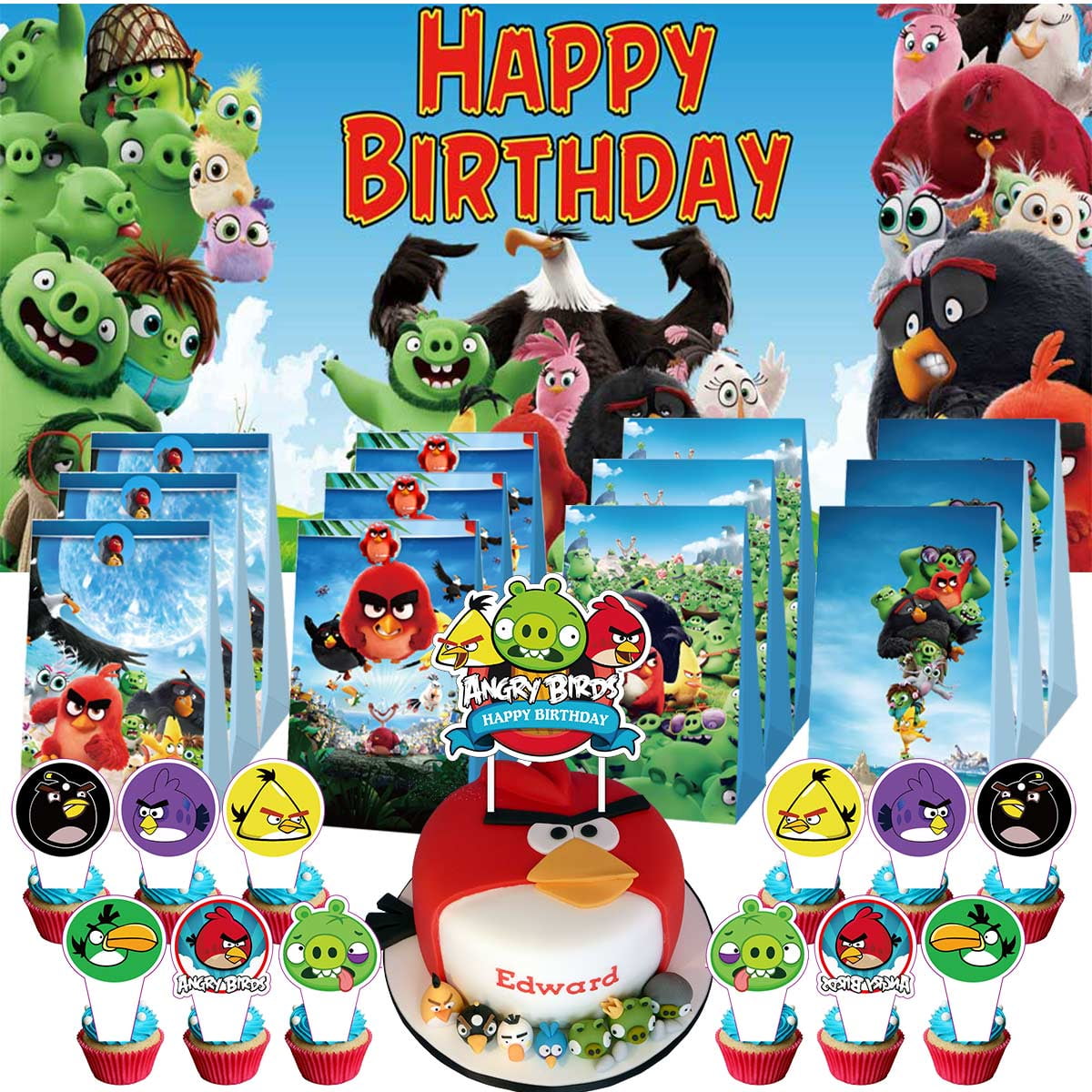 Angry Birds Treat Bags Candy Decorations Party Favor Supplies Birthday ...