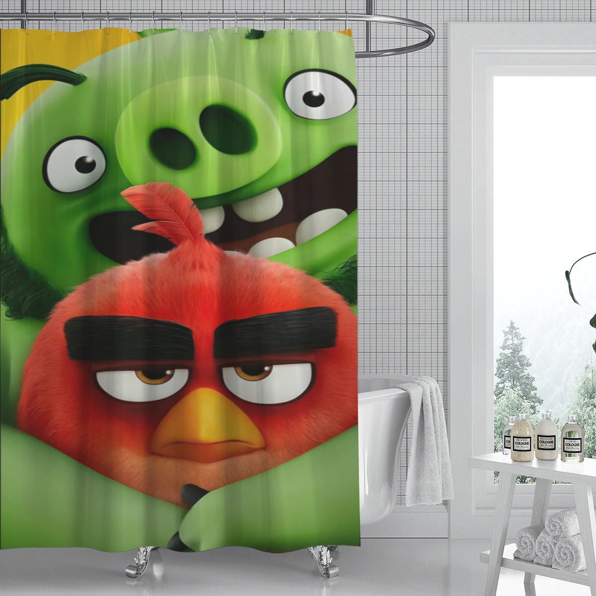 Angry Birds shower curtain boasts a stunning design, features ...