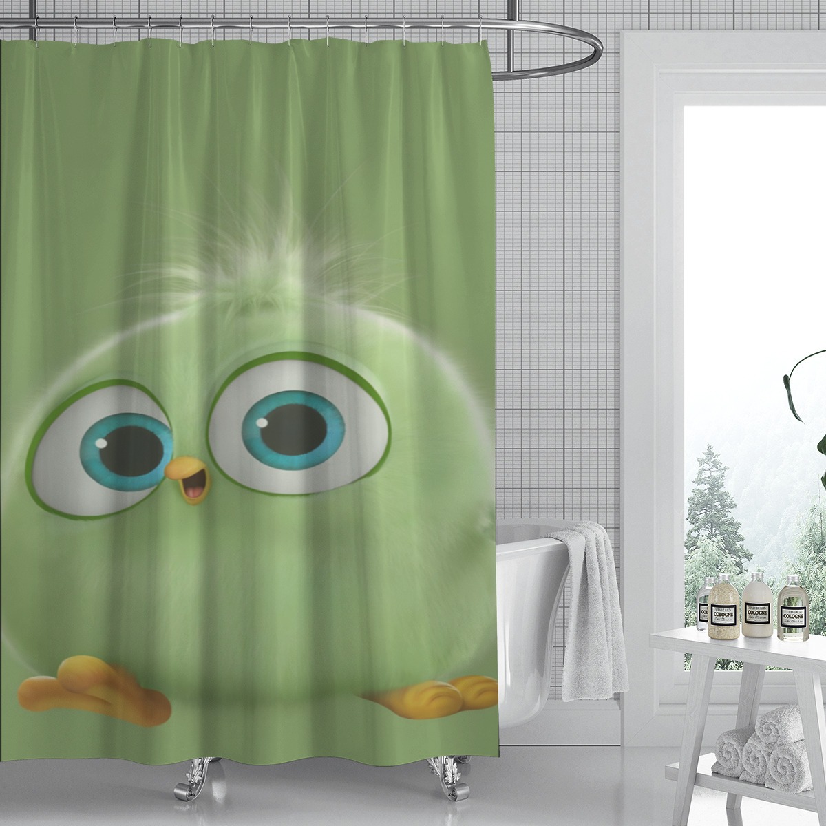 Angry Birds shower curtain offers a timeless design, waterproof fabric ...