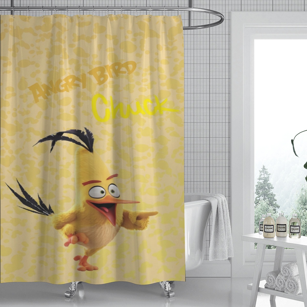 Angry Birds shower curtain presents a beloved design, is waterproof for ...