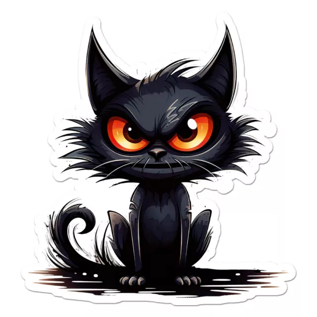 Angry Black Cat Sticker Phone Decal Water Bottle Stickers Car Decals ...