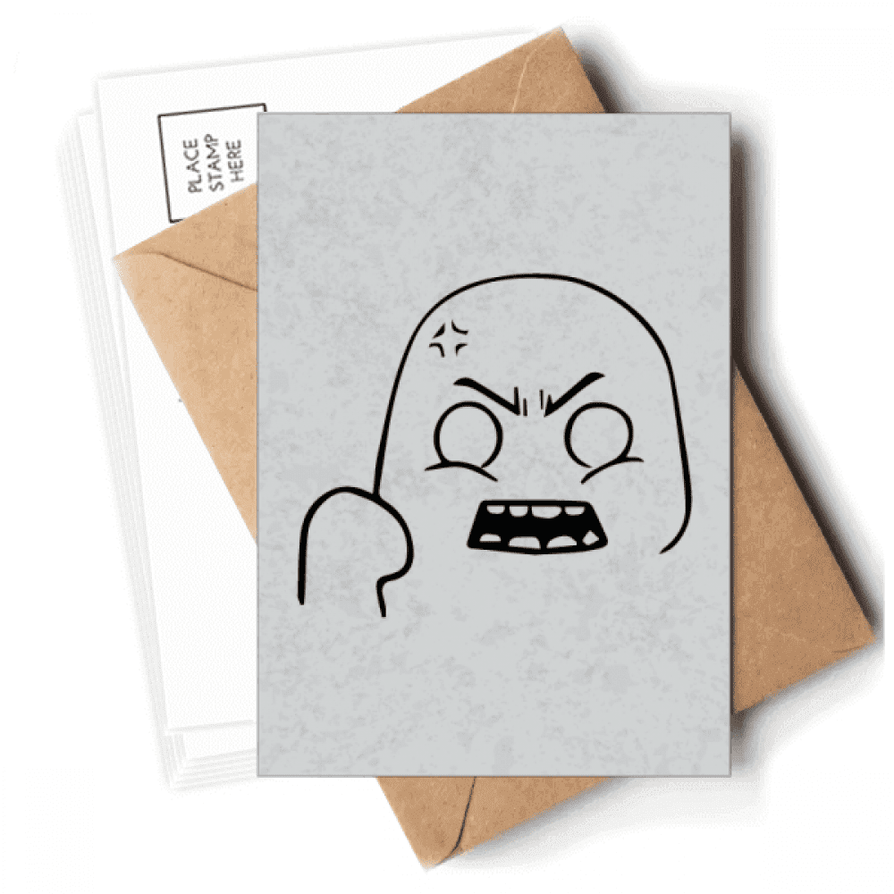 Angry Black Cute Chat Face Cartoon Postcards Envelopes Blank Note Cards ...
