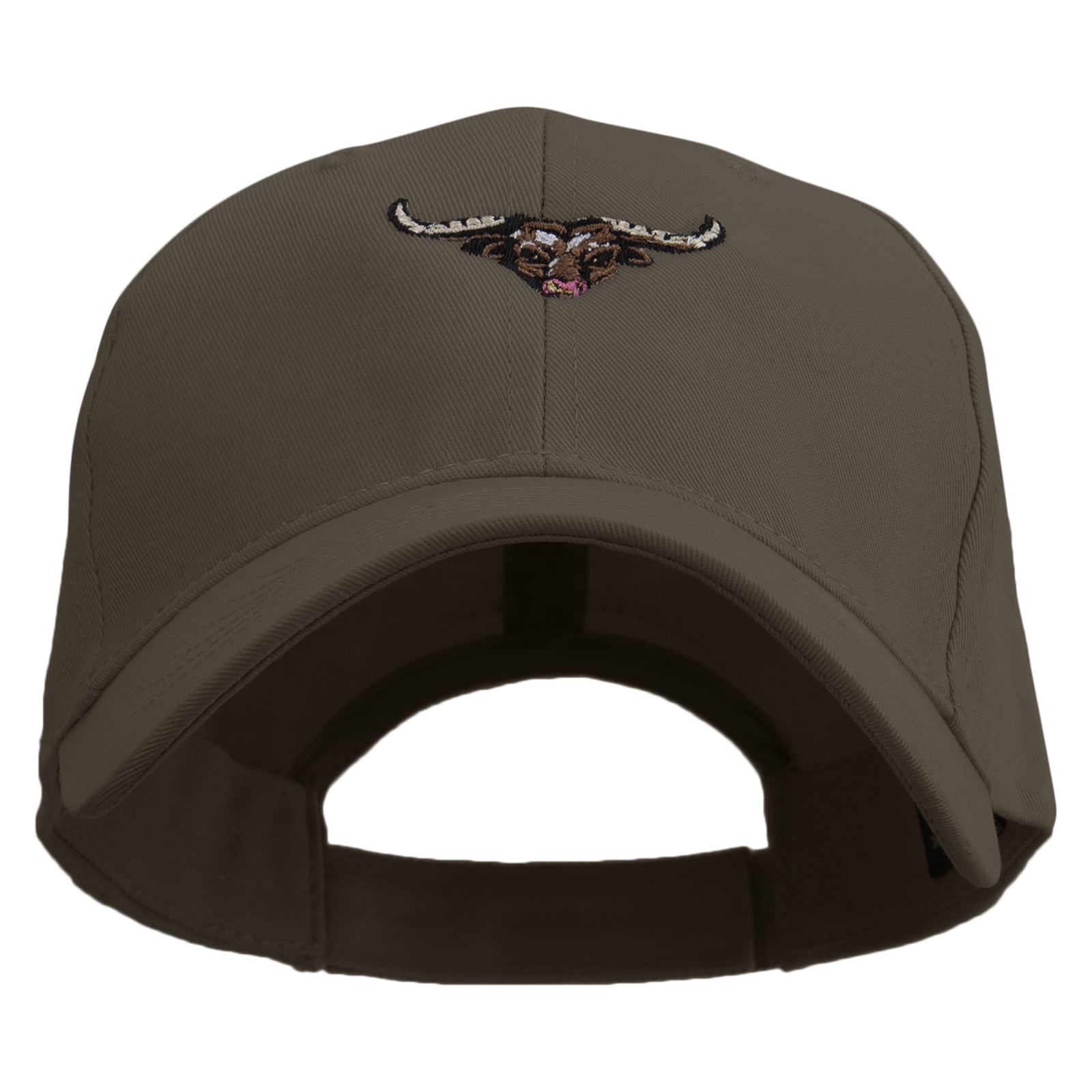 Angry Bull Head Embroidered Low Profile Organic Cotton Cap - Brown OSFM ...