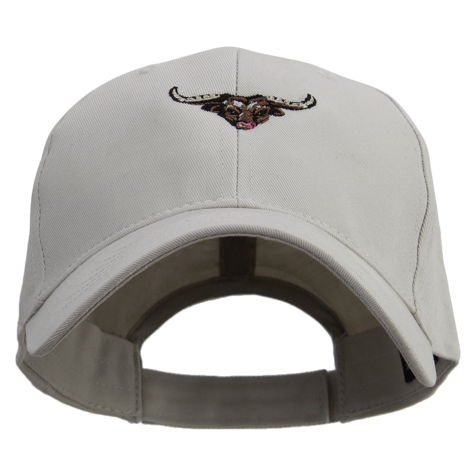 Angry Bull Head Embroidered Low Profile Organic Cotton Cap - Khaki OSFM ...