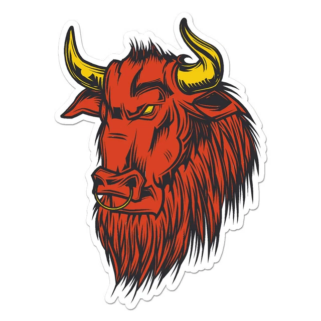 Angry Bull Head Sticker Indoor Outdoor Phone Decal Water Bottle ...