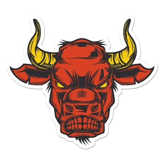 Angry Bull Head Sticker Phone Decal Water Bottle Stickers Car Decals ...