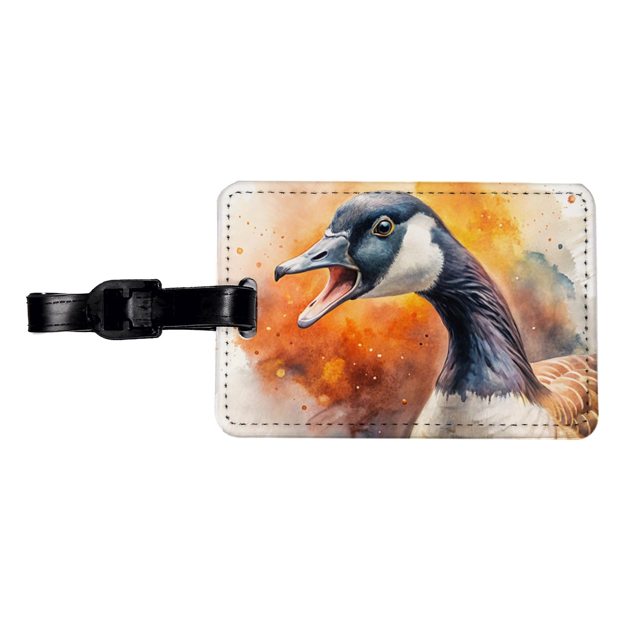 Angry Canadian Canada Goose Watercolor Faux Leather Travel Luggage Tag ...