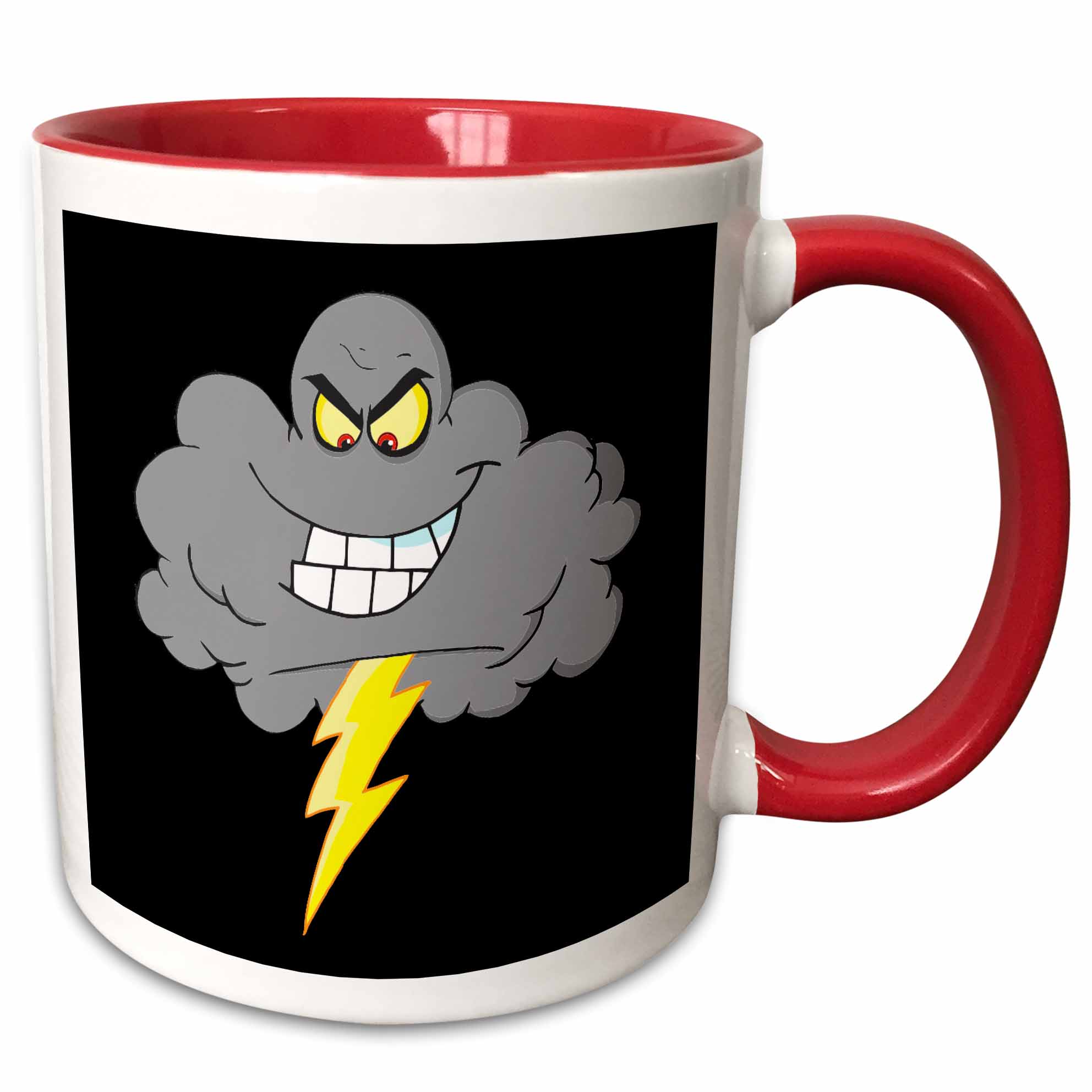Angry Cartoon Black Grey Storm Cloud With Lightning Bolt Black ...