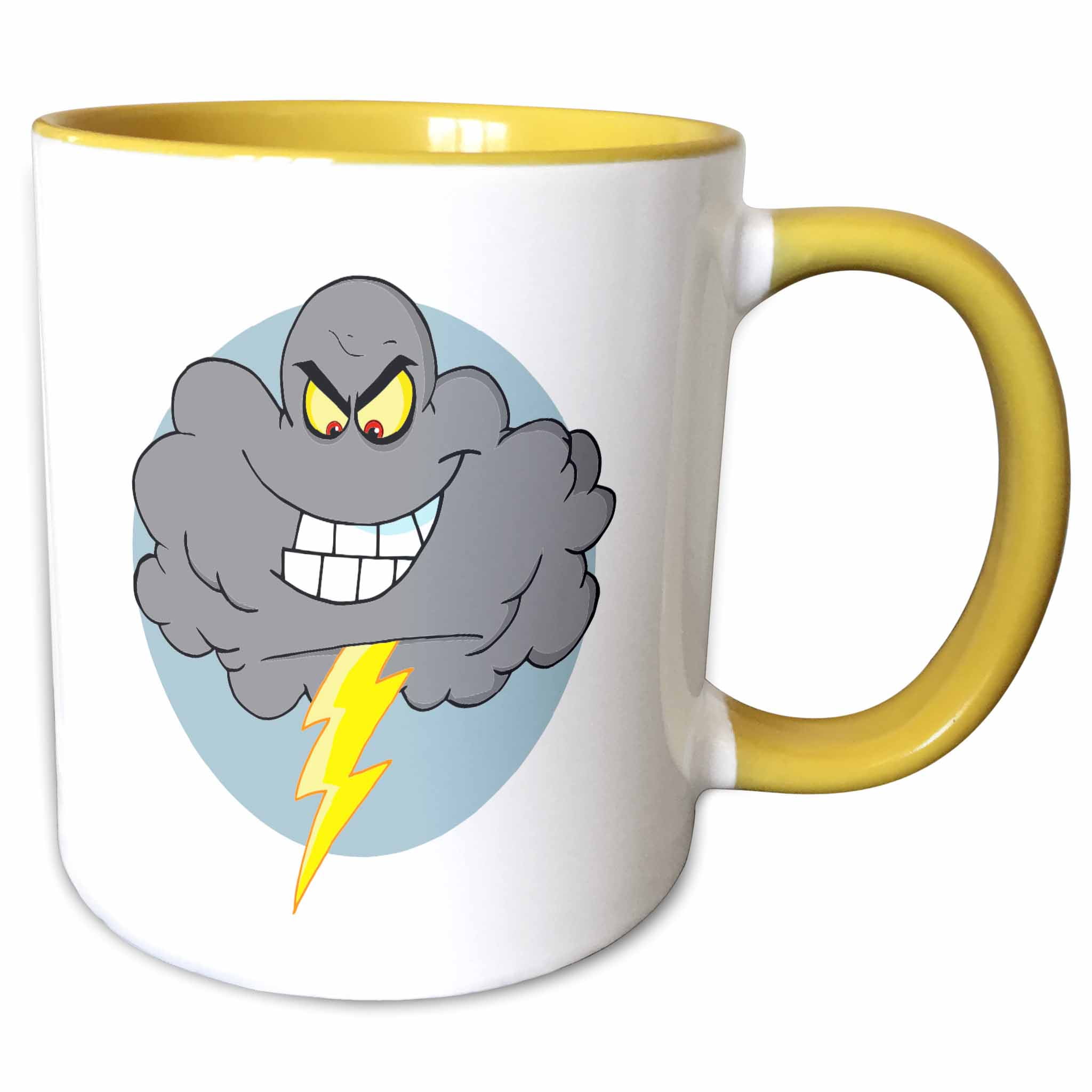 Angry Cartoon Black Grey Storm Cloud With Lightning Bolt Weather ...