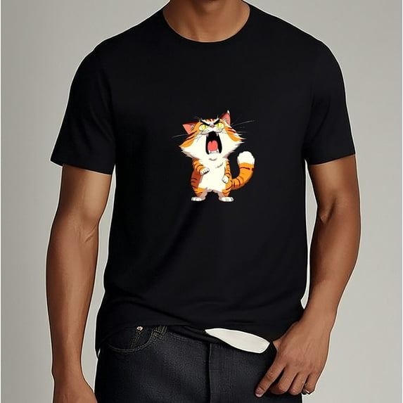 Angry Cartoon Cat T-Shirt Hilarious Orange Tabby Graphic Tee Unisex ...