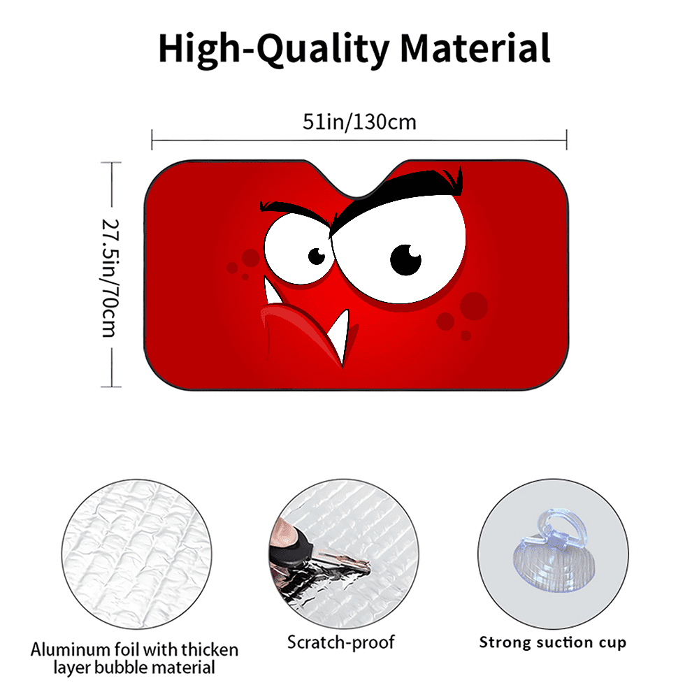 Angry Cartoon Eyes Car SunShade Heat-insulating Aluminum Film ...