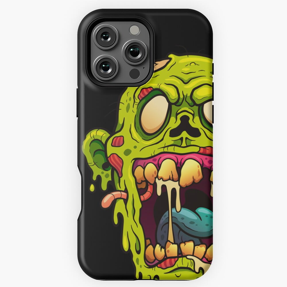 Angry Cartoon Zombie Head Fierce Green Monster Illustration Phone Case ...
