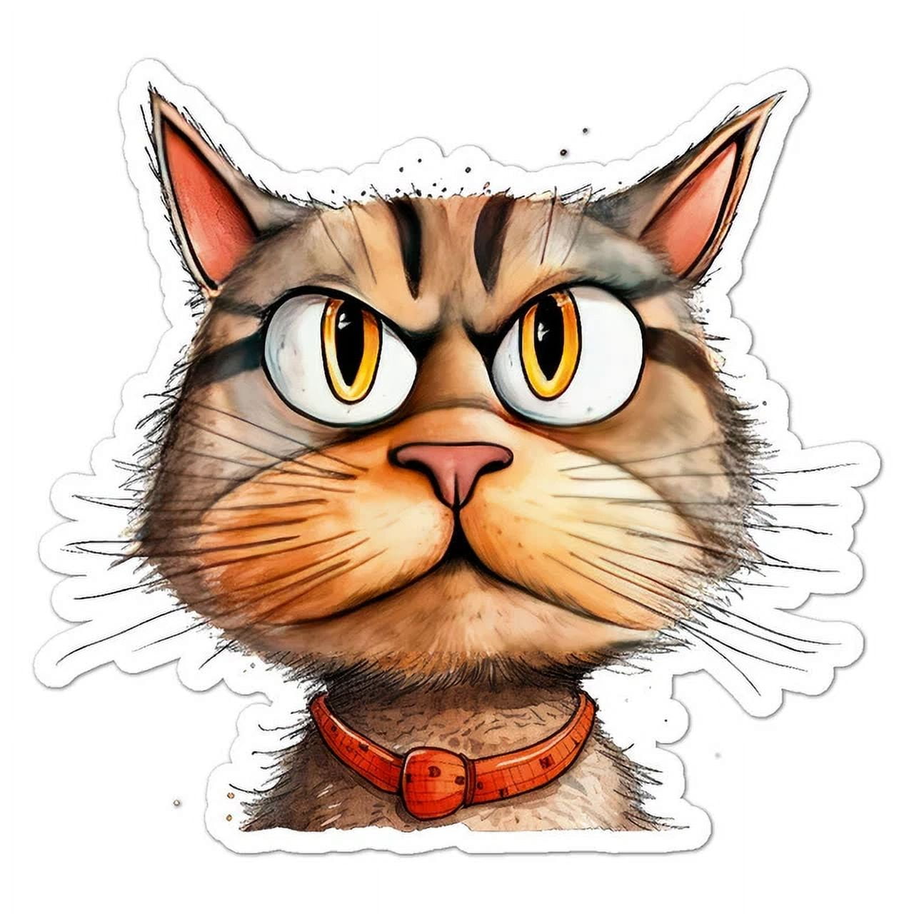 Angry Cat Sticker Indoor Outdoor Phone Decal Water Bottle Stickers Car ...
