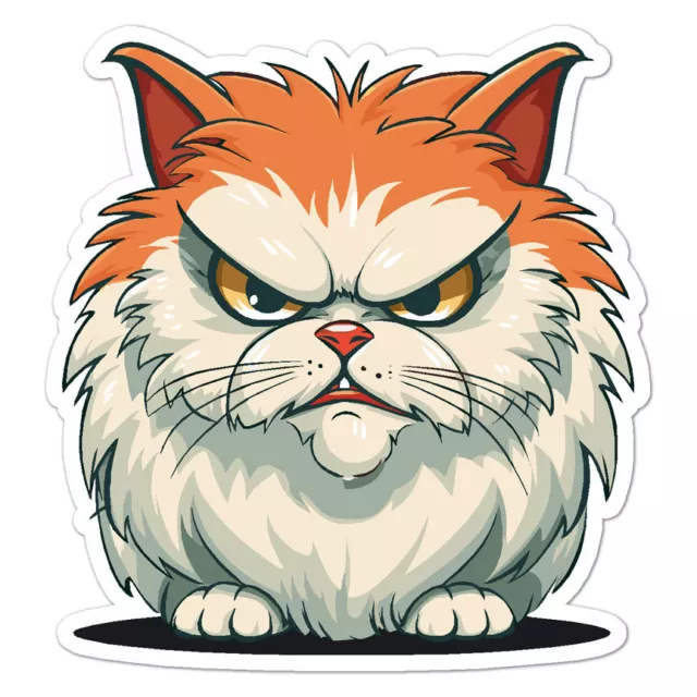 Angry Cat Sticker Indoor Outdoor Phone Decal Water Bottle Stickers Car ...