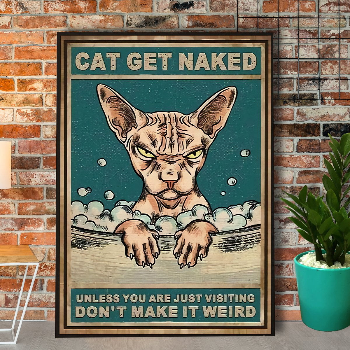 Angry Cat Taking A Shower Vintage Cat Get Naked Don'T Make It Weird ...