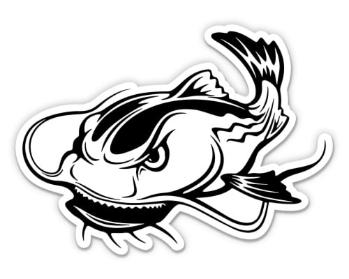 Angry Catfish Fish Fishing - 5" Vinyl Sticker - For Car Laptop I-Pad ...