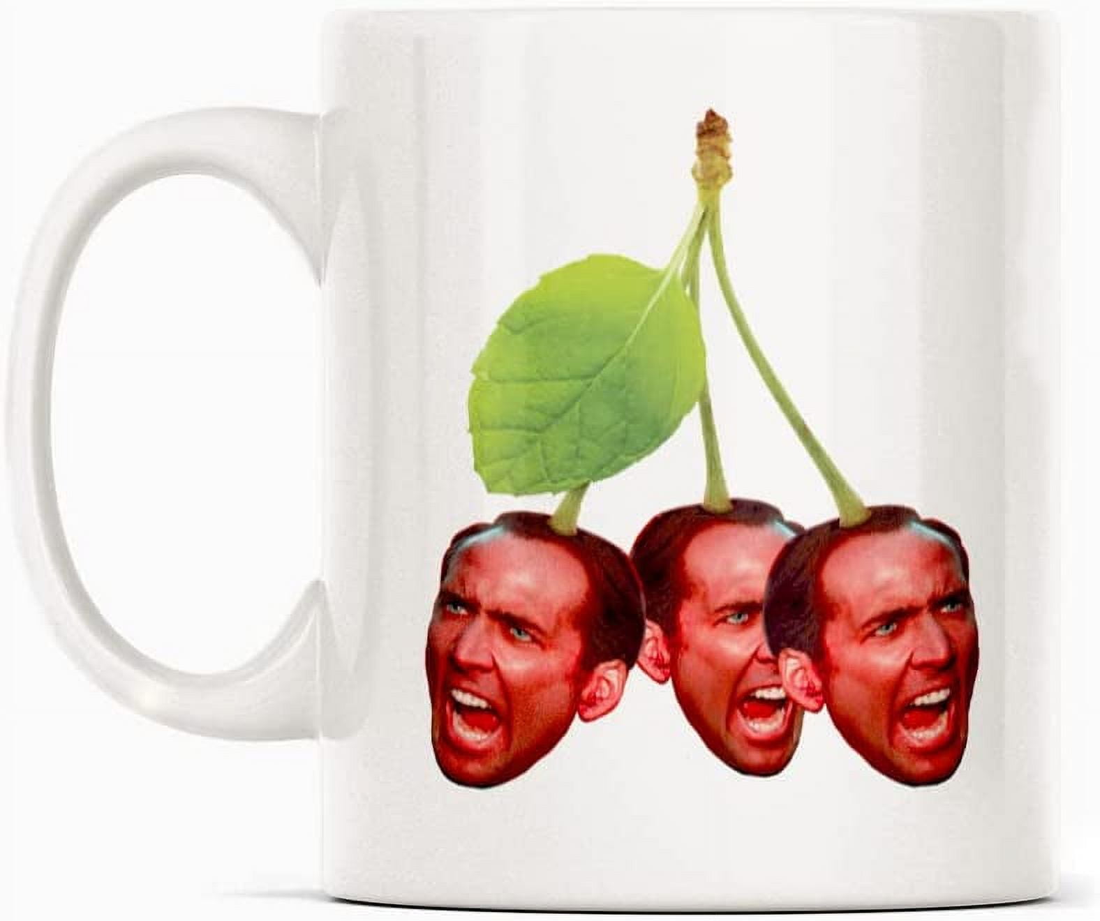 Angry Cherry Nicolas Cage Mug Gift, White Funny Sarcasm Coffee Cup ...