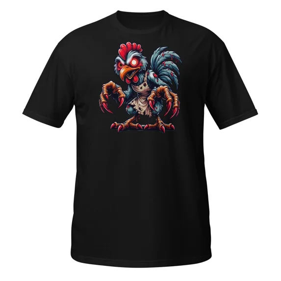 Angry Chicken Crazy Zombie Rooster With Claws Horror Hen Short Sleeve ...