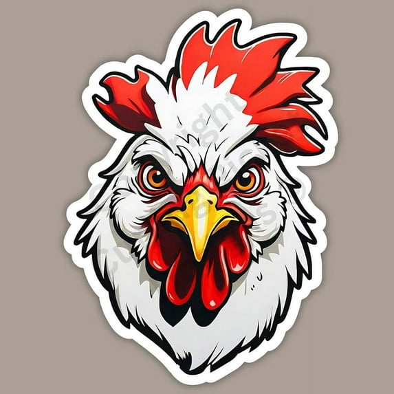 Angry Chicken Farm Animal Bird Cute Sticker Phone Decal Water Bottle ...