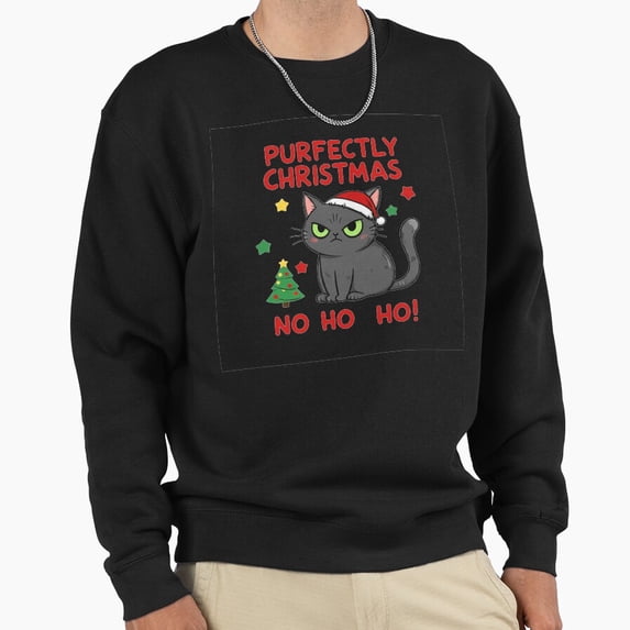 Angry Christmas Cat Purrfectly No Ho Ho Funny Retro Holiday Graphic ...