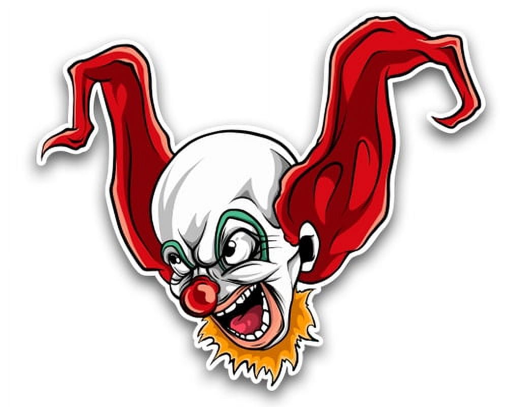 Angry Clown Horror Face Joker - 8" Vinyl Sticker - For Car Laptop I-Pad ...