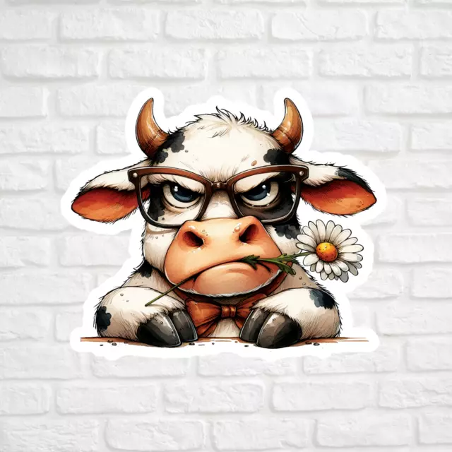 Angry Cow Sticker Funny Farm Laptop Window Scrapbook Sticker Phone ...