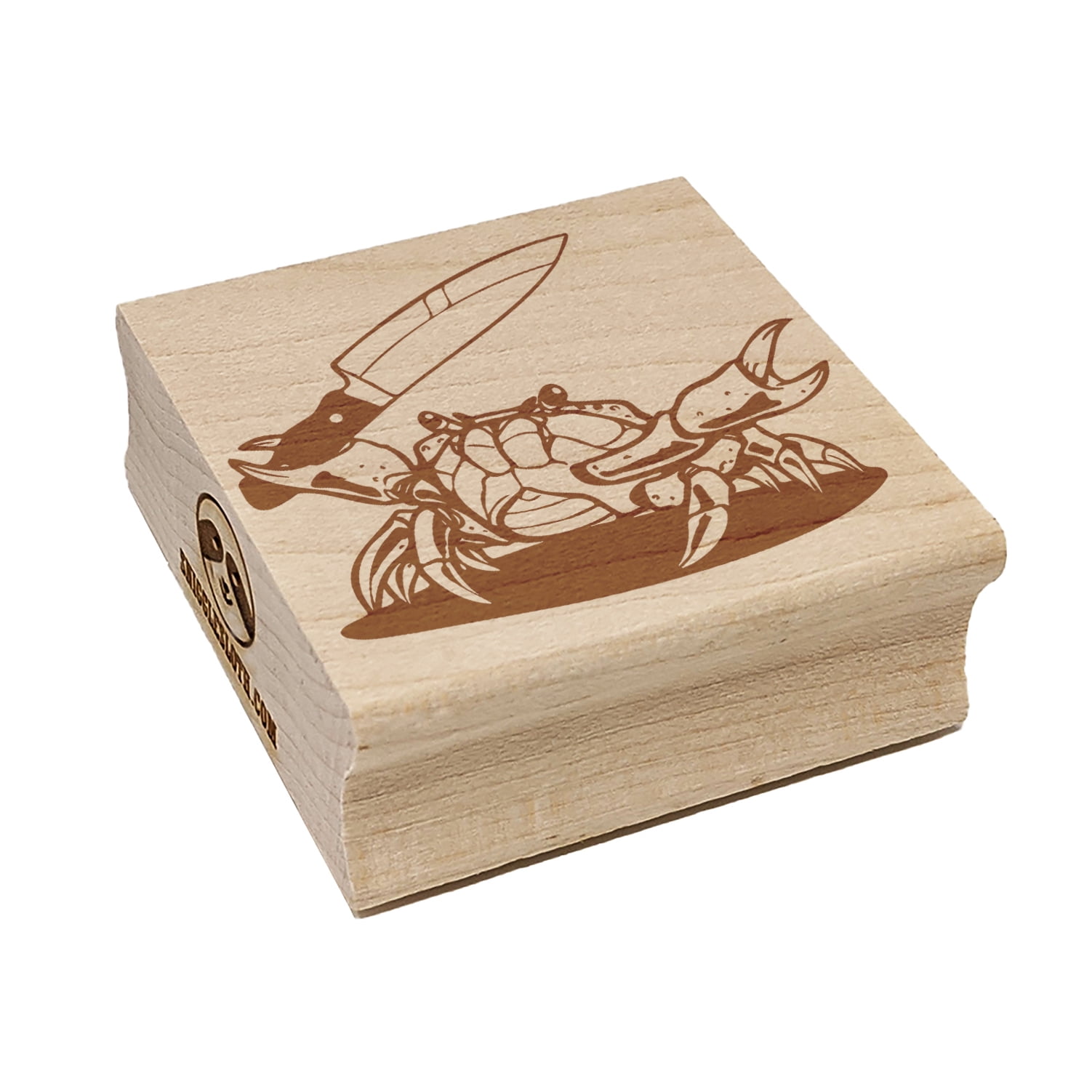 Angry Crab with Kitchen Knife Square Rubber Stamp Stamping Scrapbooking ...
