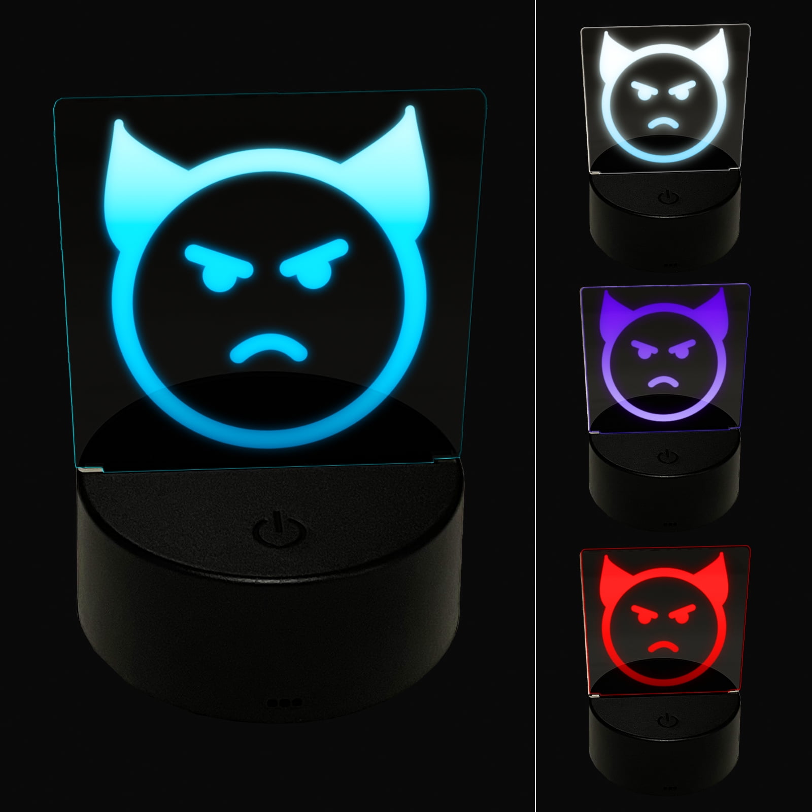 Angry Devil Face Emoticon LED Night Light Sign 3D Illusion Desk ...