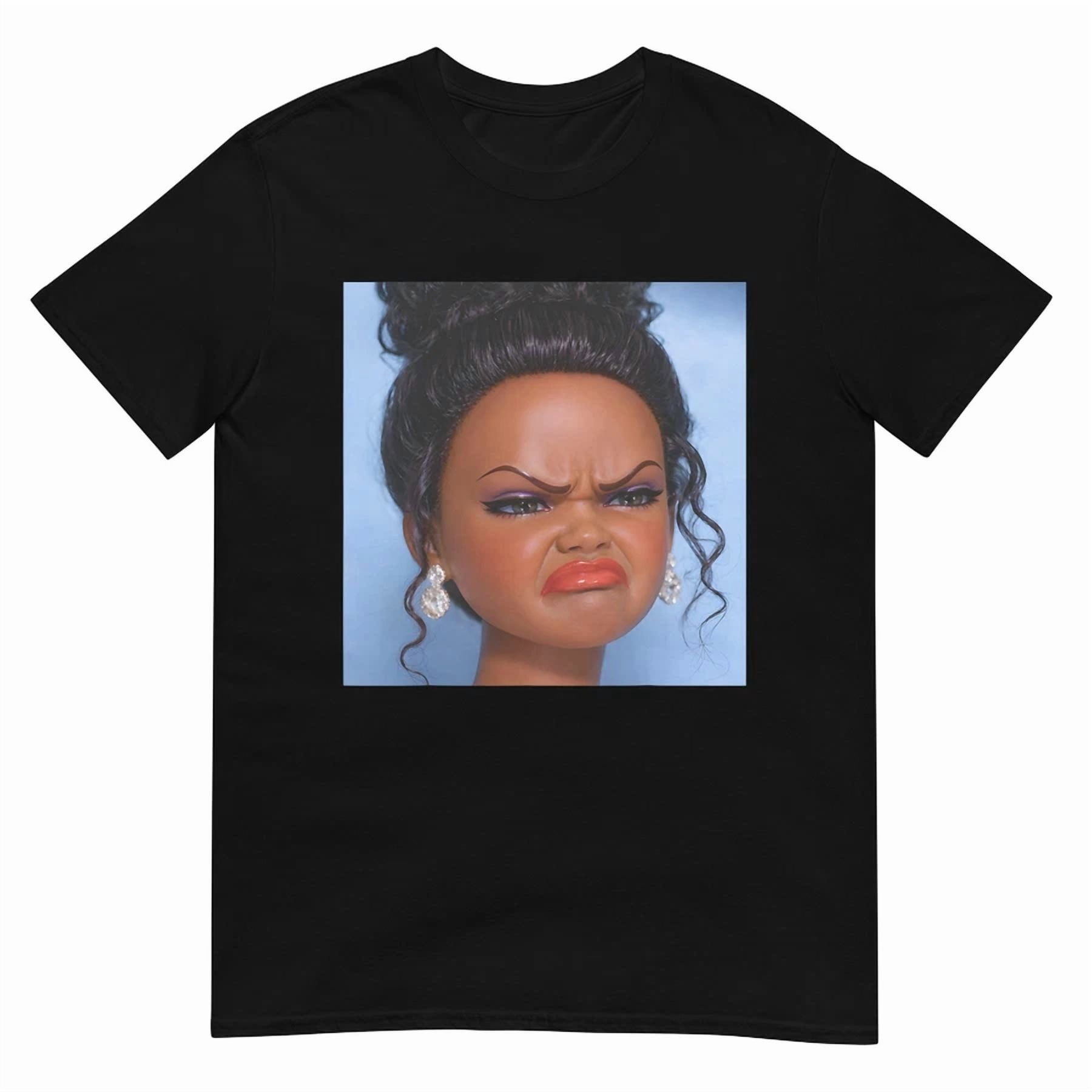 Angry Disgusted Black Doll Face Meme Humor Sarcastic Graphic Tee Top ...